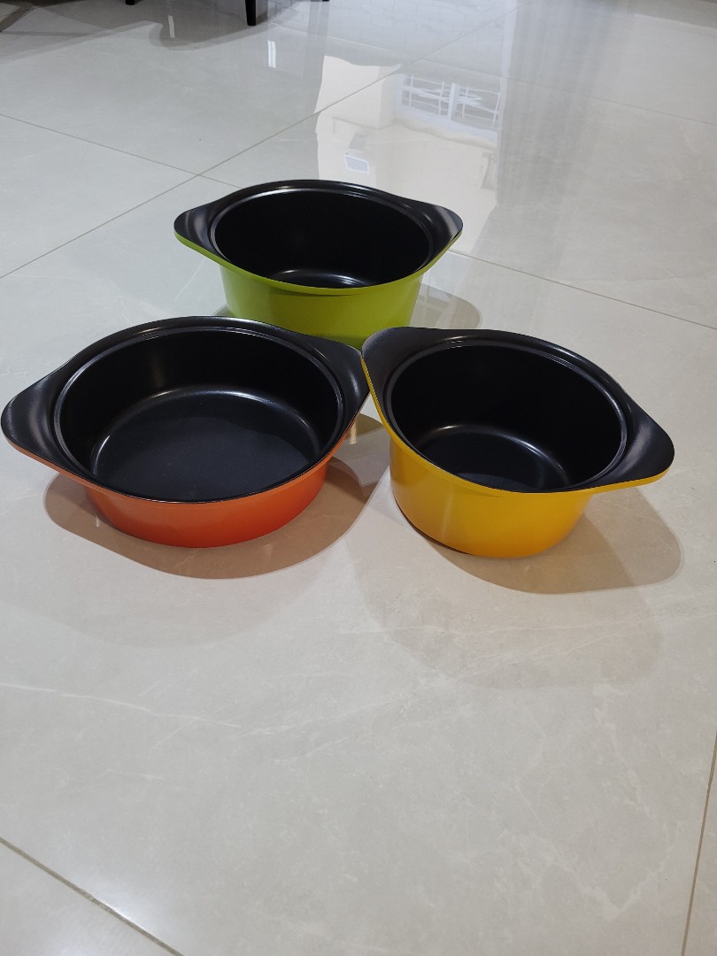 Ecoramic cooking pots (set of 3), made in Korea, TV & Home Appliances ...