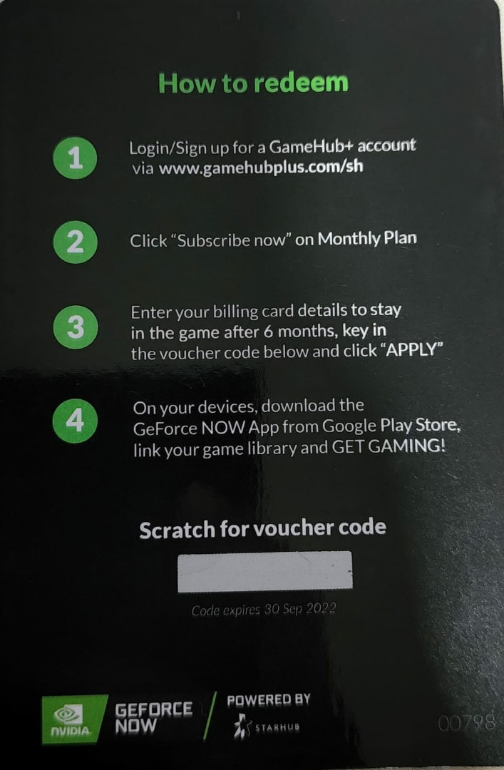 GeForceNOW Redemption card, Video Gaming, Gaming Accessories, Game Gift ...