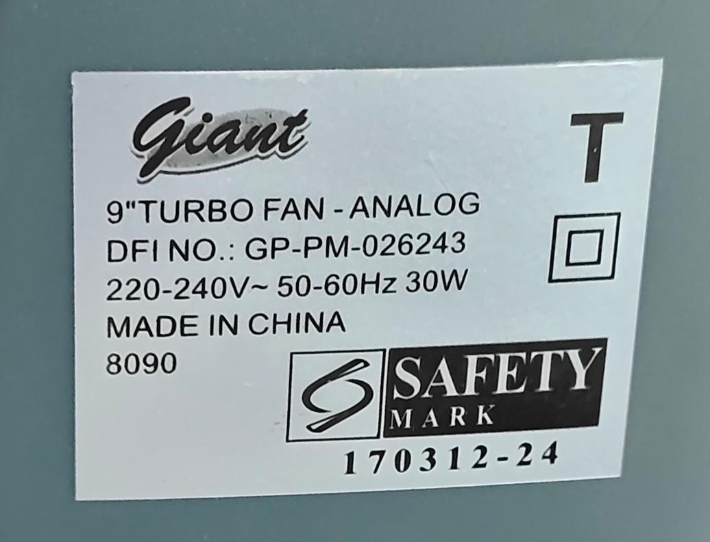 Giant 9 inch Turbo fan, Furniture & Home Living, Lighting & Fans, Fans ...