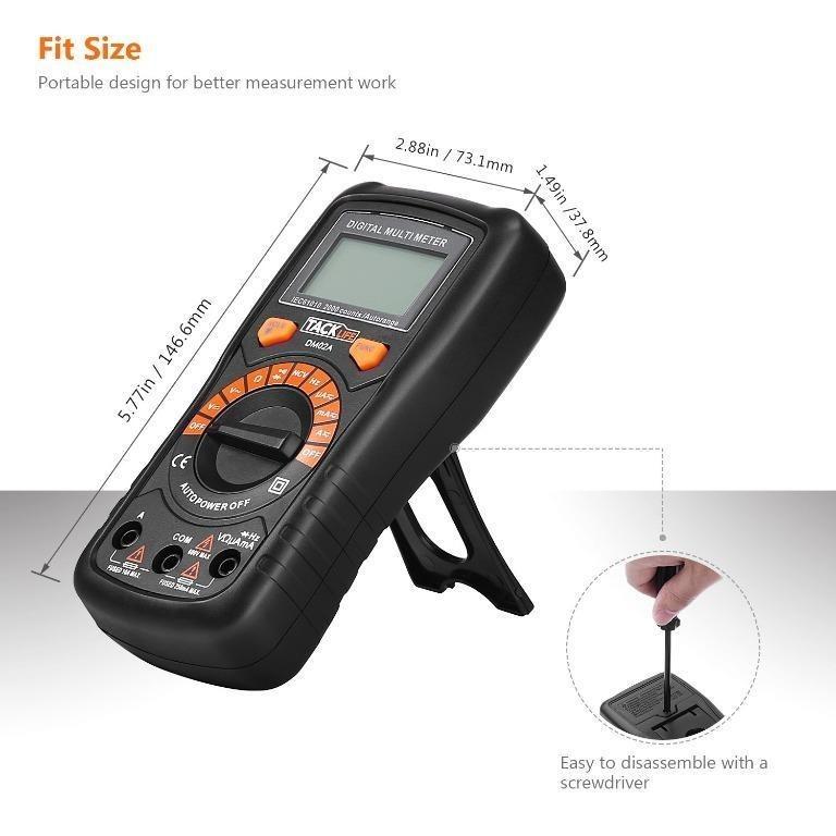 H3082 Tacklife DM02A Classic Digital Multimeter 2000 Counts Auto ...
