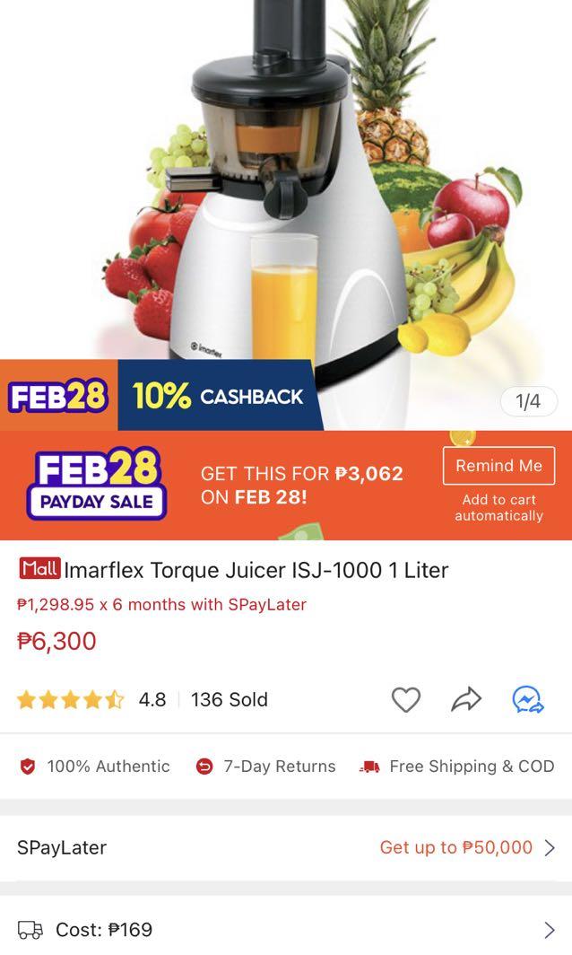 Imarflex Torque juicer, TV & Home Appliances, Kitchen Appliances ...