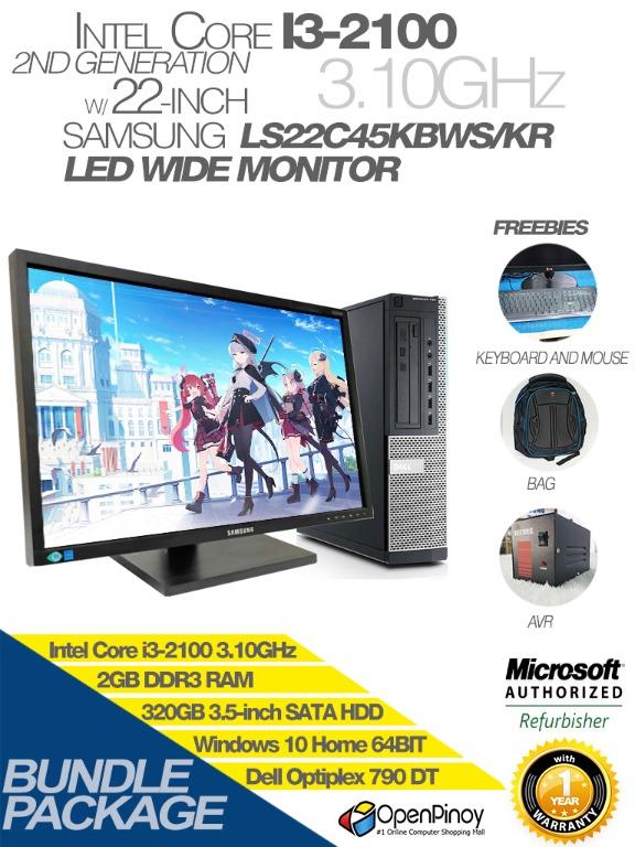 Intel Core i3-2100 Dell Desktop With 22-inch LED Wide Pivot Monitor ...