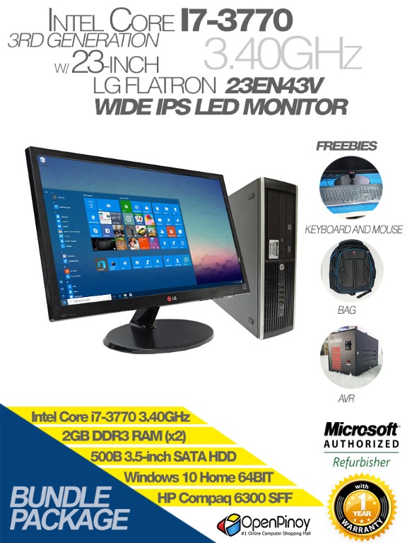 Intel Core i7-3770 (3rd Gen i7) HP Desktop with Bundle 23-inch LED Wide ...