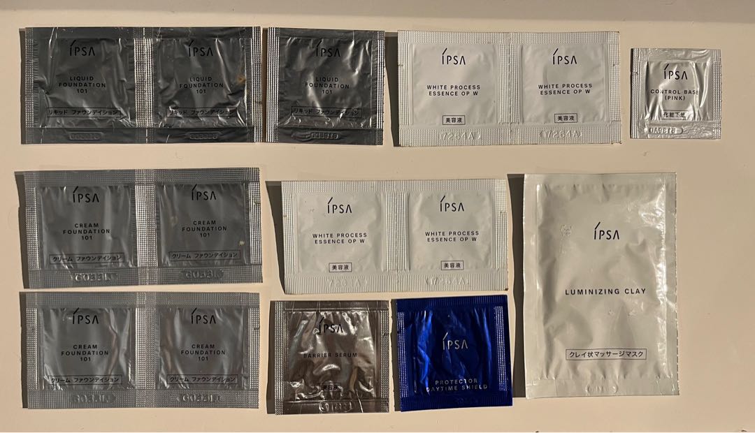IPSA Samples (Cream foundation, liquid foundation, barrier serum, luminizing clay, control base ...