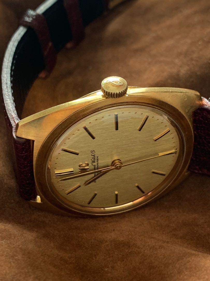 IWC Vintage Solid Gold Vintage Linen Dial, Luxury, Watches on Carousell