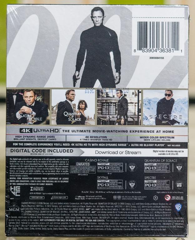 James Bond 007: The Daniel Craig 4-Movie Collection 4K Blu-ray, Hobbies ...