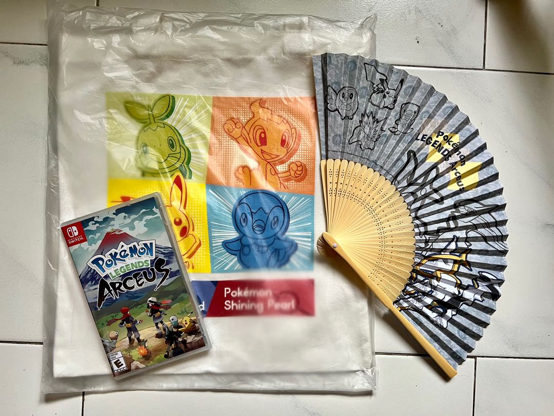Nintendo Switch Pokemon legends Arceus + fan and tote bag, Video Gaming ...
