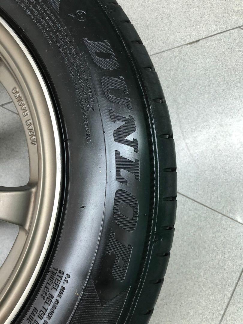 replica ssr type c gold rim 4x100 15x6.5 et40 / dunlop sp touring 195/ ...