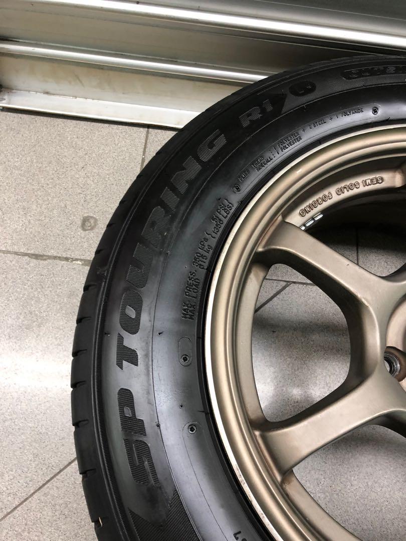 replica ssr type c gold rim 4x100 15x6.5 et40 / dunlop sp touring 195/ ...