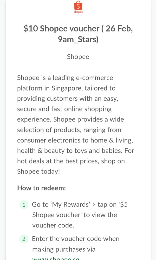 Shopee $10 voucher, Tickets & Vouchers, Vouchers on Carousell