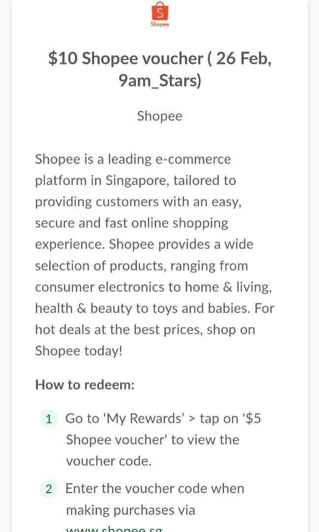 Shopee $10 voucher, Tickets & Vouchers, Vouchers on Carousell