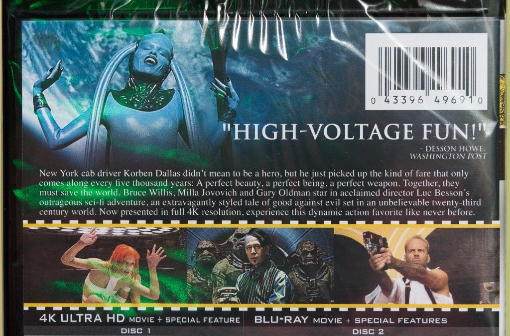 The Fifth Element 4K Blu-ray (20th Anniversary Edition), Hobbies & Toys ...