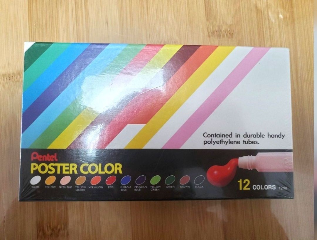 連包裝12色廣告彩 pentel poster color, 興趣及遊戲, 手作＆自家設計, 文具及工藝 - 畫作及印刷品 - Carousell