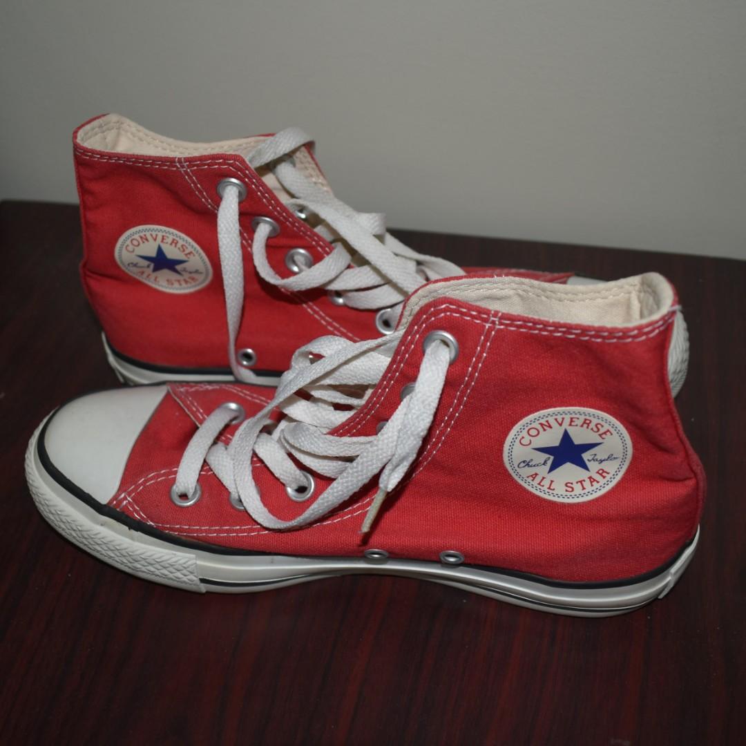 Authentic Chuck Taylor Red High cut Converse, Women's Fashion, Footwear ...