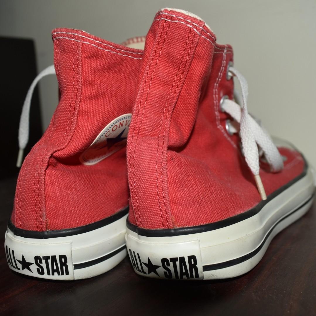 Authentic Chuck Taylor Red High cut Converse, Women's Fashion, Footwear ...