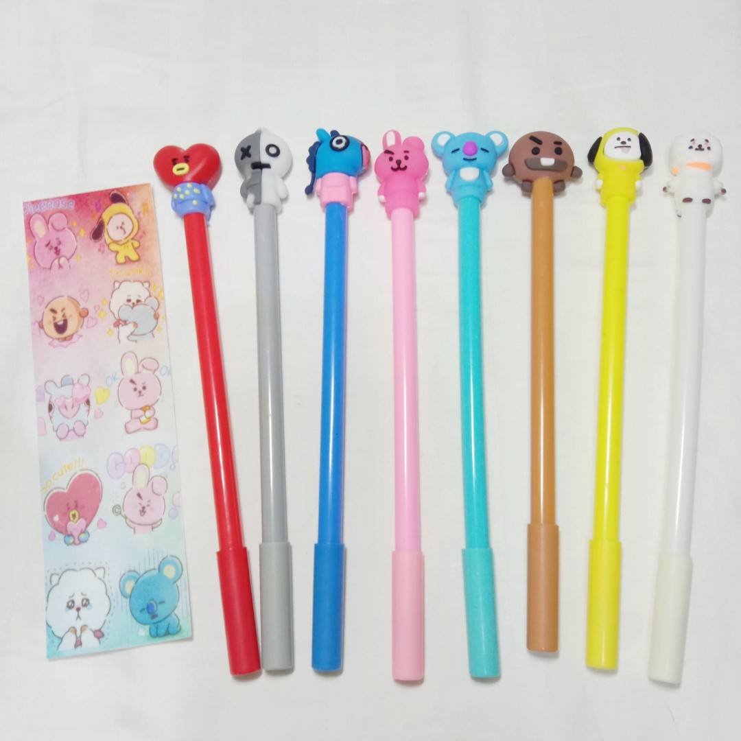 BT21 Gel Pens 8pcs., Hobbies & Toys, Memorabilia & Collectibles, Fan ...