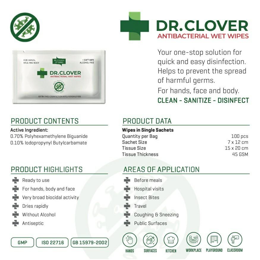 Dr. Clover Antibacterial Wet Wipes (Alcohol Free), Beauty & Personal ...