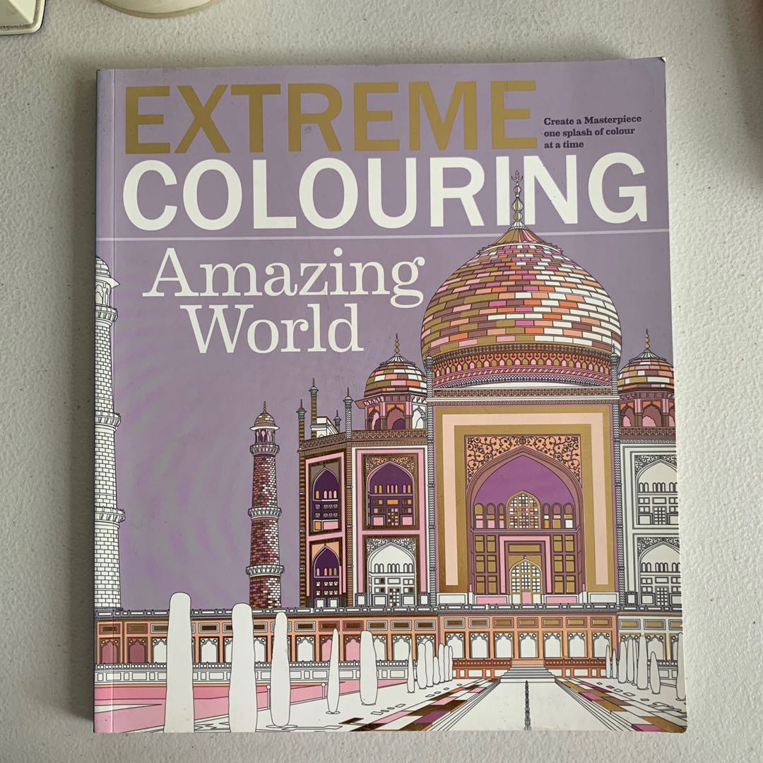 EXTREME COLOURING AMAZING WORLD ADULT COLORING BOOK, Hobbies & Toys ...