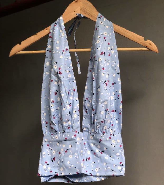 Halter back less top in light blue, Women's Fashion, Tops, Others Tops ...