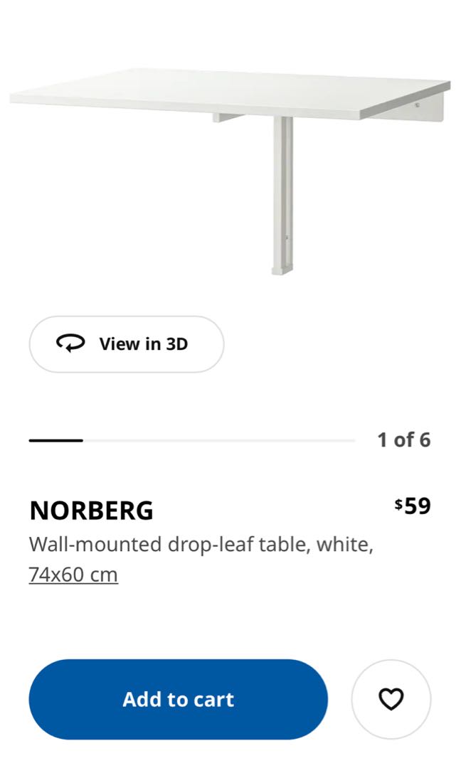 IKEA Norberg wall mounting table, Furniture & Home Living, Furniture ...