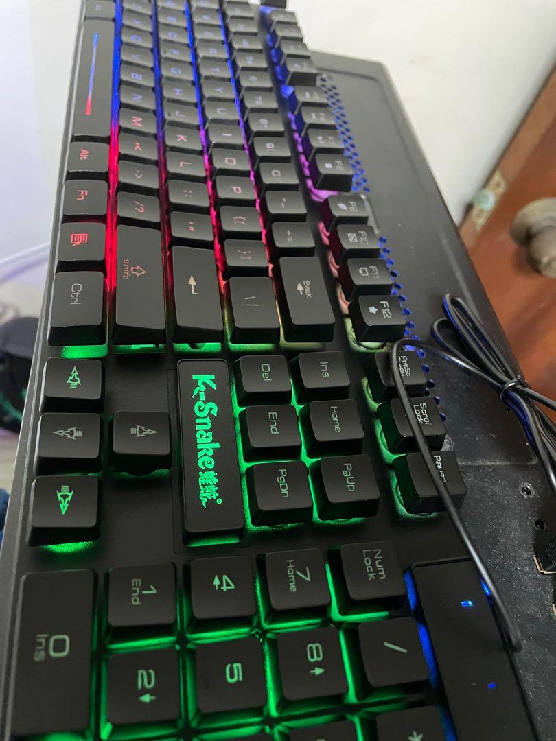 K-snake Mechanical feel LED gaming keyboard and mouse set, Computers ...