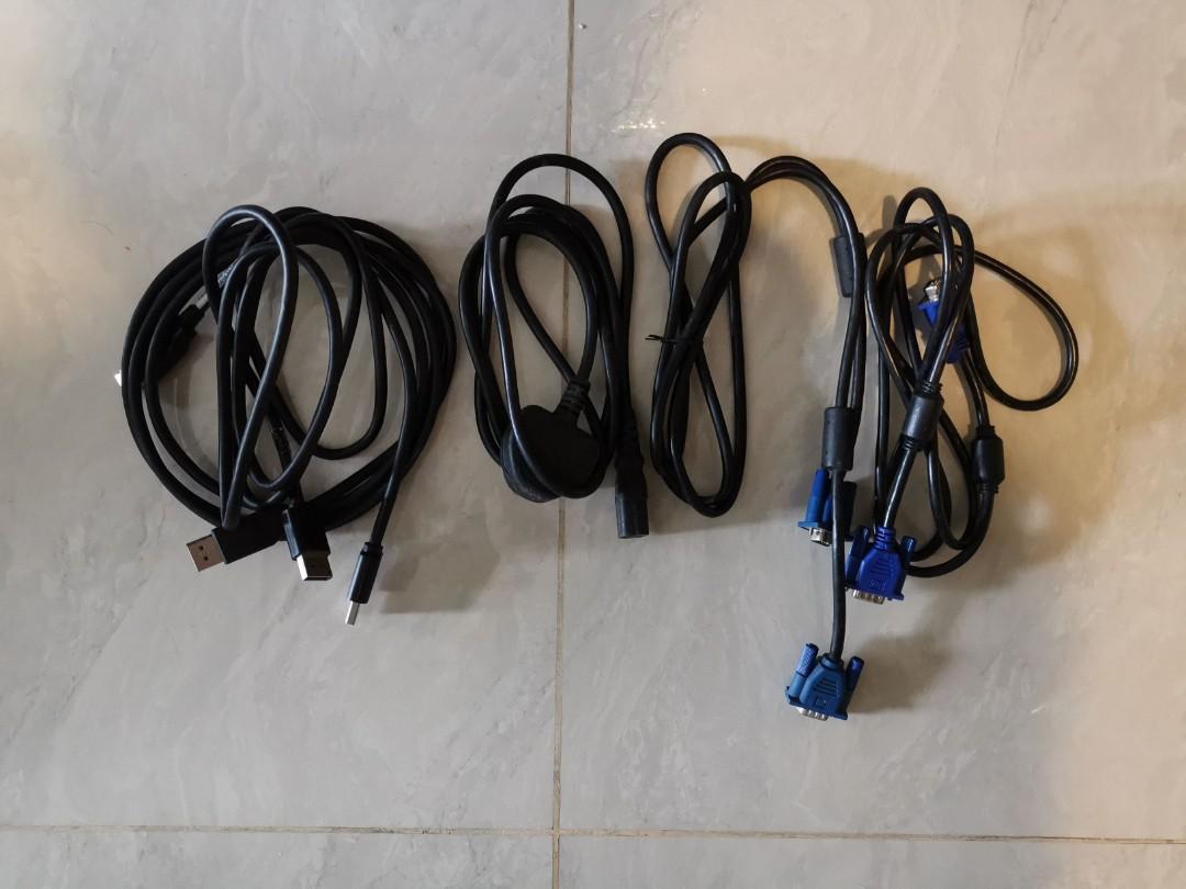Monitor power plug, VGA cables, display cable, Computers & Tech, Parts ...