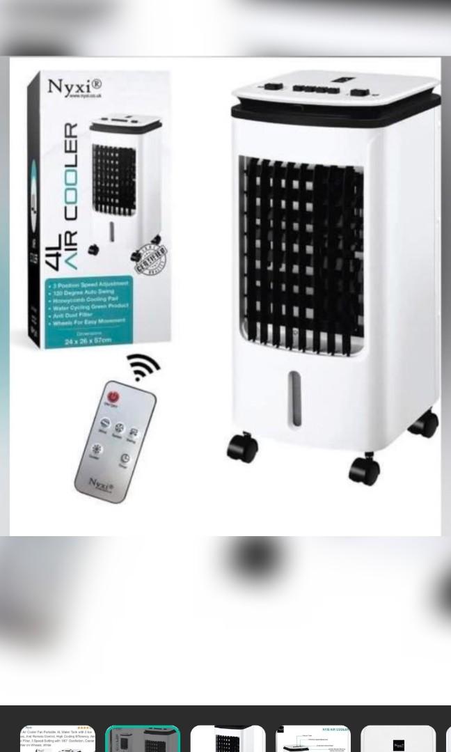 Nyxi Air Cooler Fan Portable, 4L Water Tank with 2 Ice Boxes, And ...