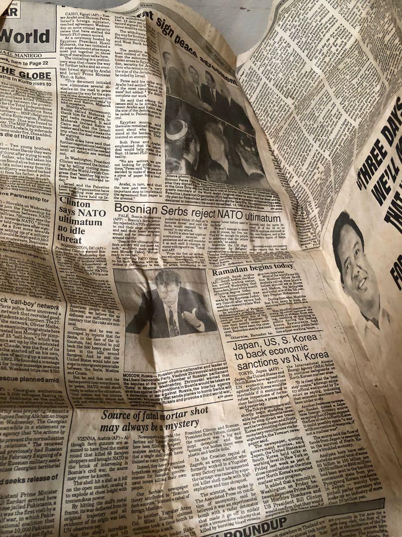 Old 90s Manila Bulletin newspaper february 11 1994, Hobbies & Toys ...