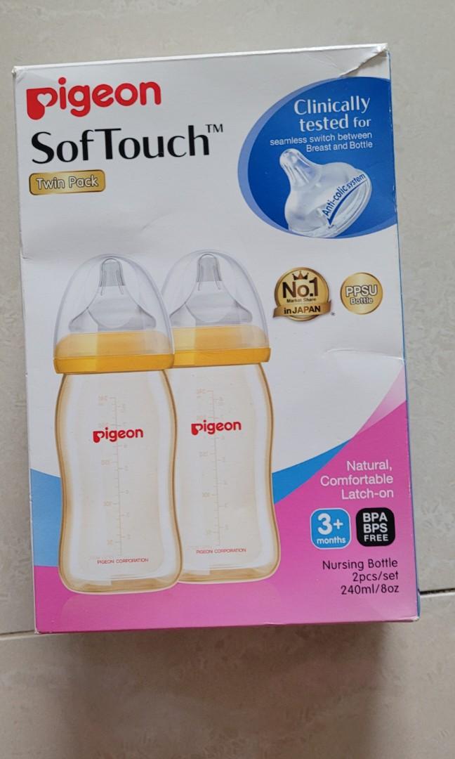 Pigeon soft touch bottles (240ml) twin pack, Babies & Kids, Nursing & Feeding, Breastfeeding ...