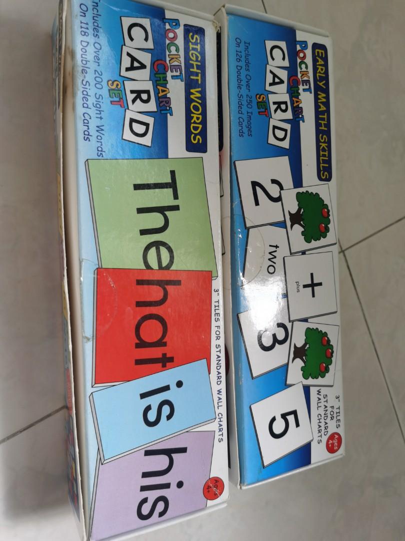 Pocket chart card set - sight words / maths skills, Hobbies & Toys ...