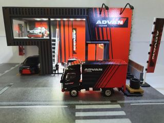 Advan diorama / Tiny Advan Isuzu Lorry & Tiny Advan Toyota Hiace Van & ERA Honda Integra Type R ...