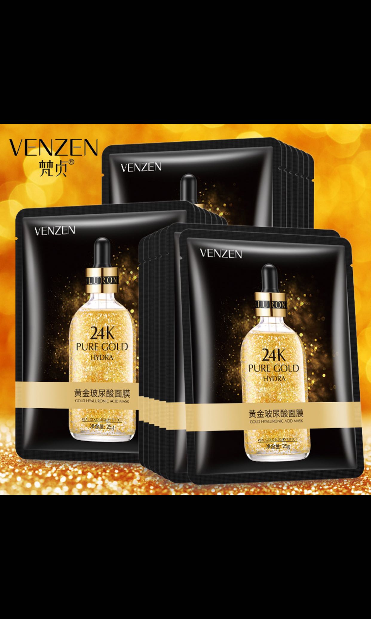 Venzen 24K Gold Hyaluronic Acid Facial Mask, Beauty & Personal Care ...