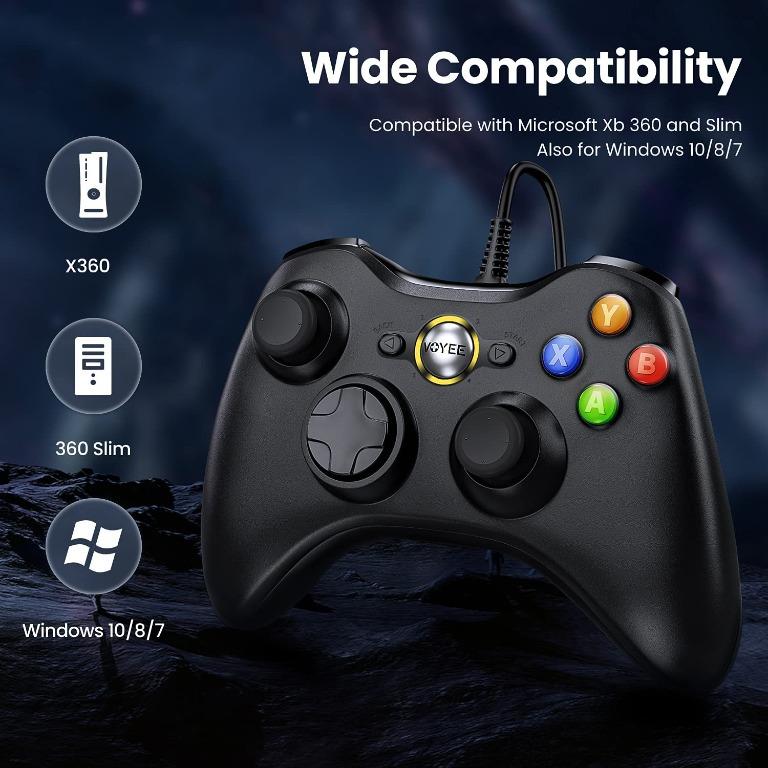 VOYEE Xbox 360 Controller, Wired Controller Improved Ergonomic Upgraded ...