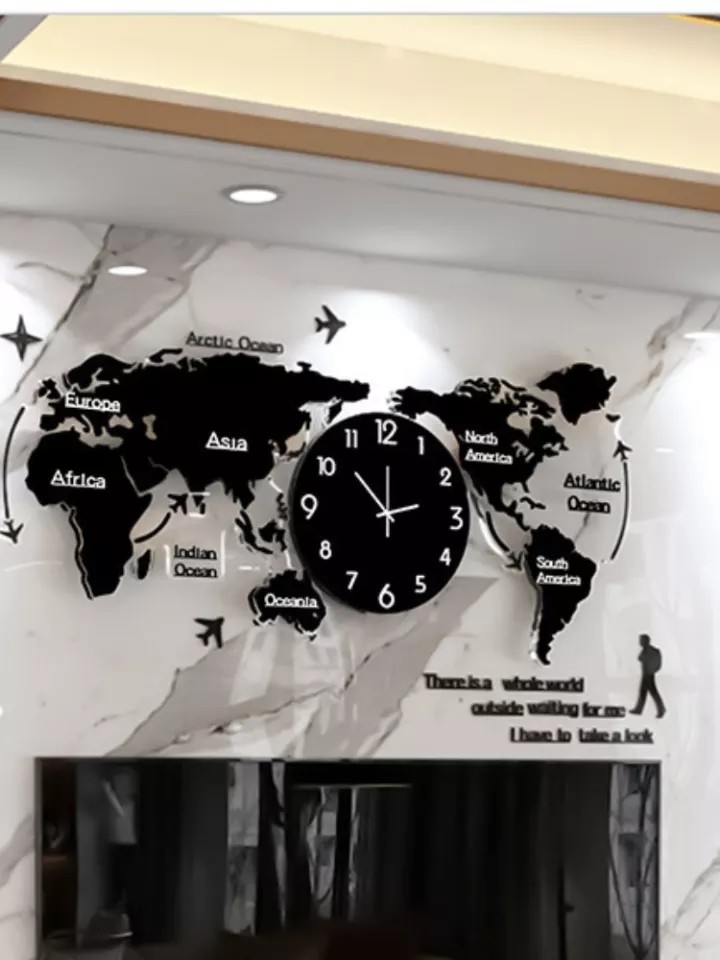 World map wall clock, Furniture & Home Living, Home Decor, Clocks on ...