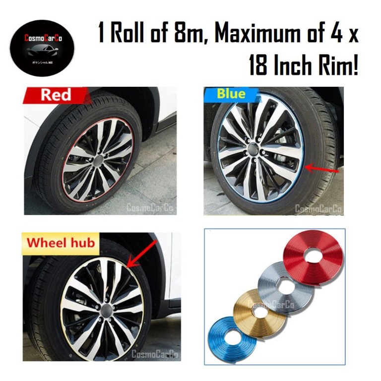 8M Chrome Car Rim Protector Guard Tyre Tire Wheel Trim Rims Strip For 4 ...