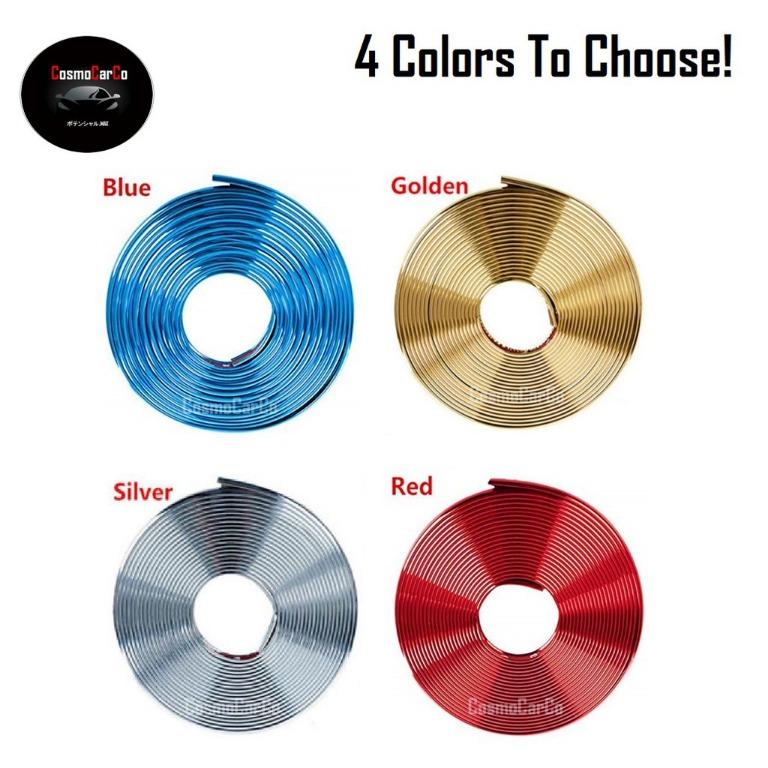 8M Chrome Car Rim Protector Guard Tyre Tire Wheel Trim Rims Strip For 4 ...