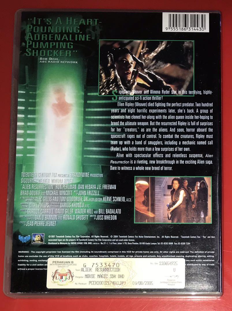 ALIEN RESURRECTION VCD VIDEO CD, Hobbies & Toys, Music & Media, CDs ...