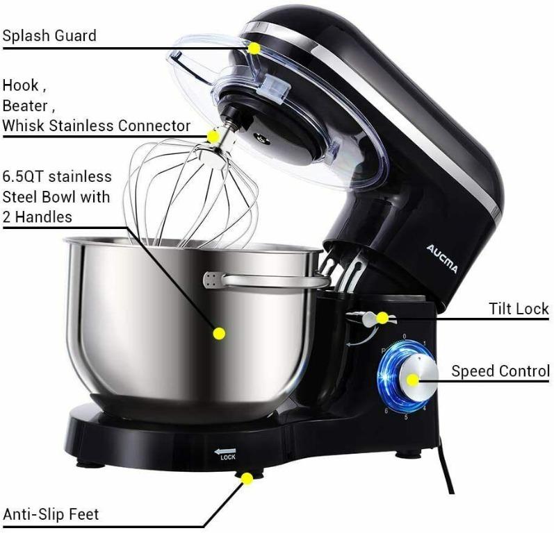 [Aucma] Stand mixer 6.2 L Stainless Steel Mixing Bowl, 6 Speed 1400W ...