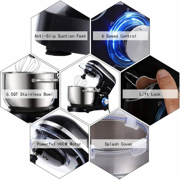 [Aucma] Stand mixer 6.2 L Stainless Steel Mixing Bowl, 6 Speed 1400W ...