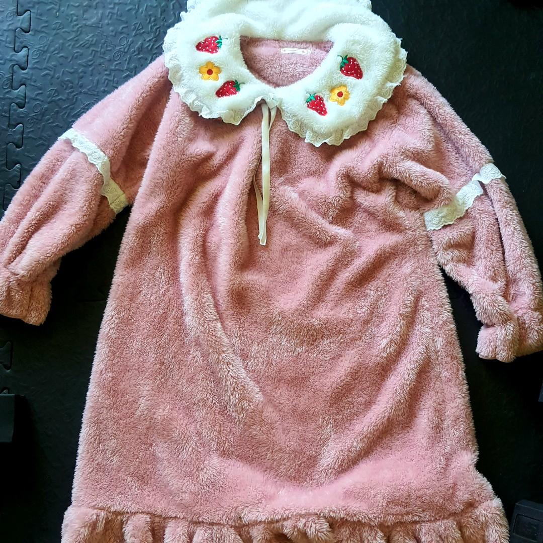 Cute Fluffy Pajama Dress, Women's Fashion, Undergarments & Loungewear ...