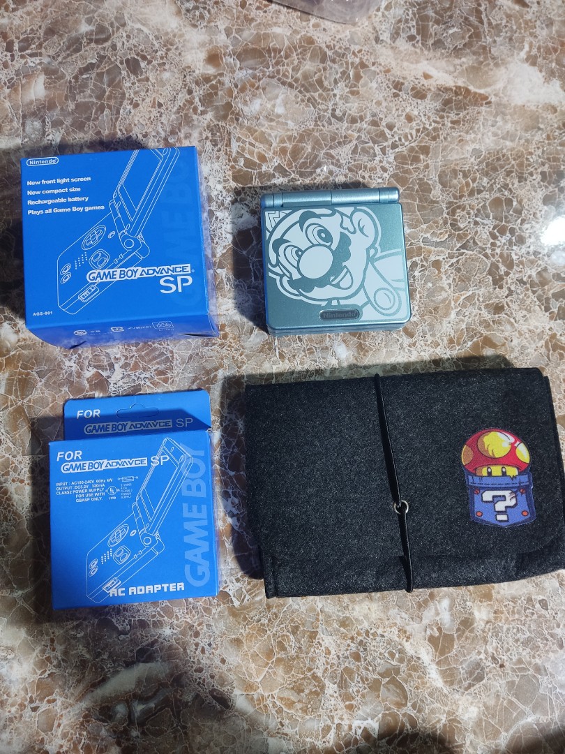 GBA SP Gameboy Advance SP Ags-001 LIGHT BLUE MARIO with Free Games ...