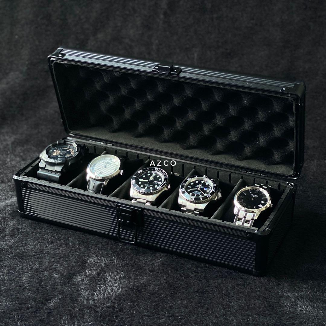 Matte Black Aluminum Frame Watch Box (5 slot), Luxury, Watches on Carousell