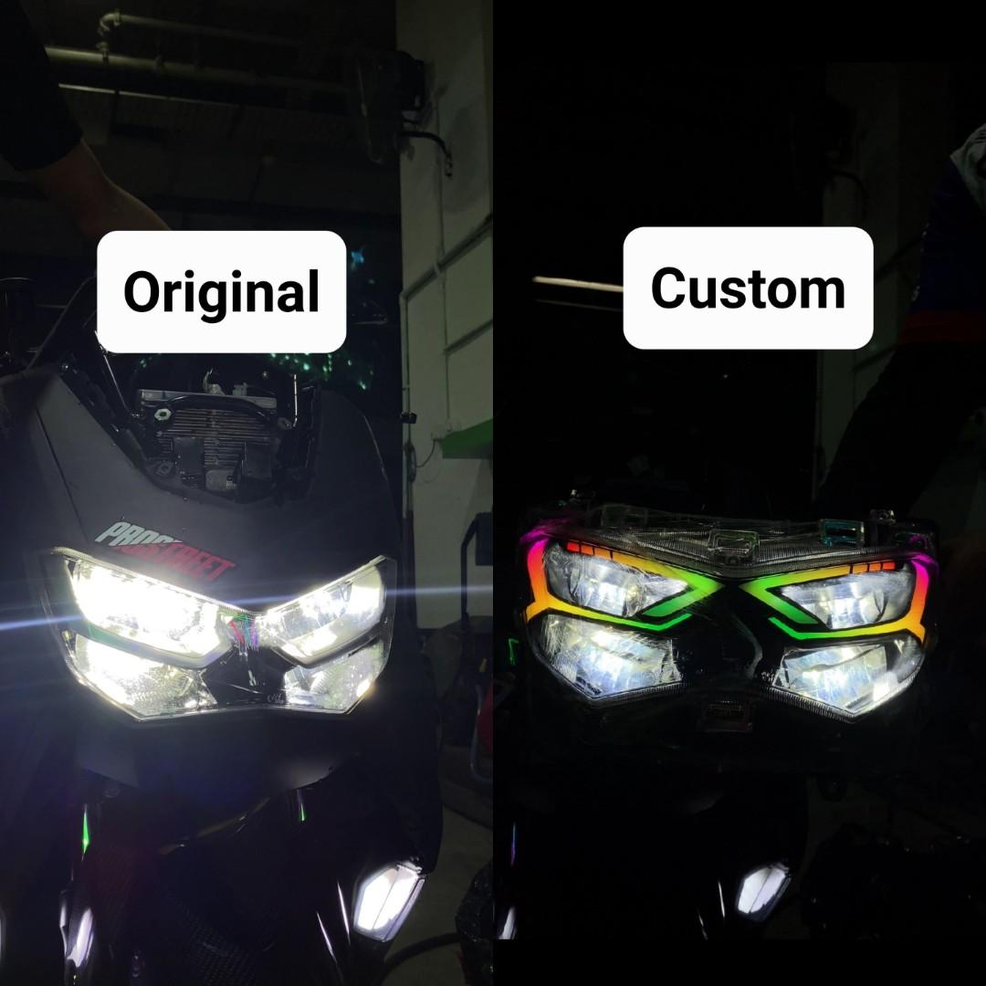 Nmax V2 Custom RGB Headlight headlamp (Remote control), Motorcycles ...