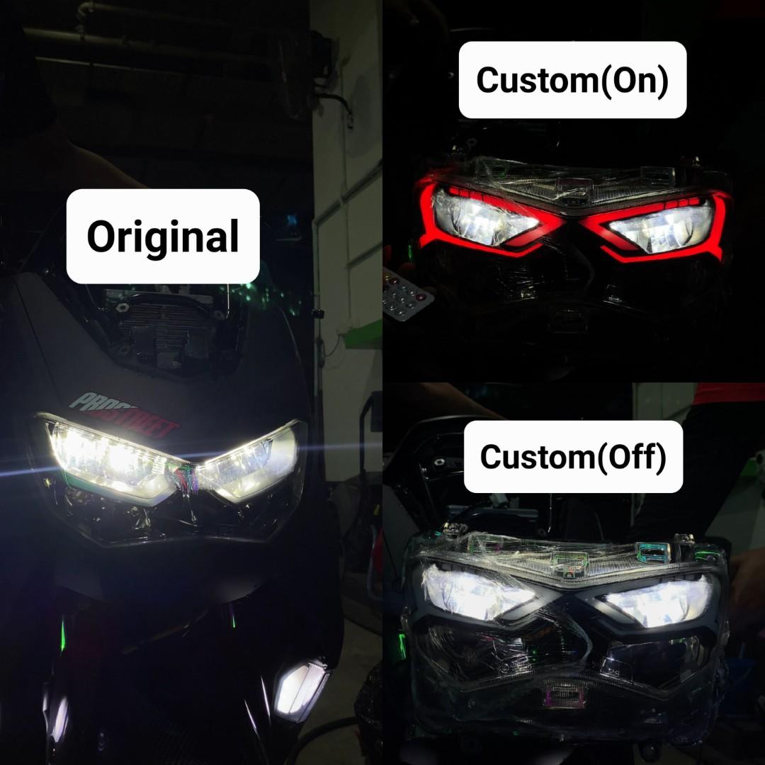 Nmax V2 Custom RGB Headlight headlamp (Remote control), Motorcycles ...