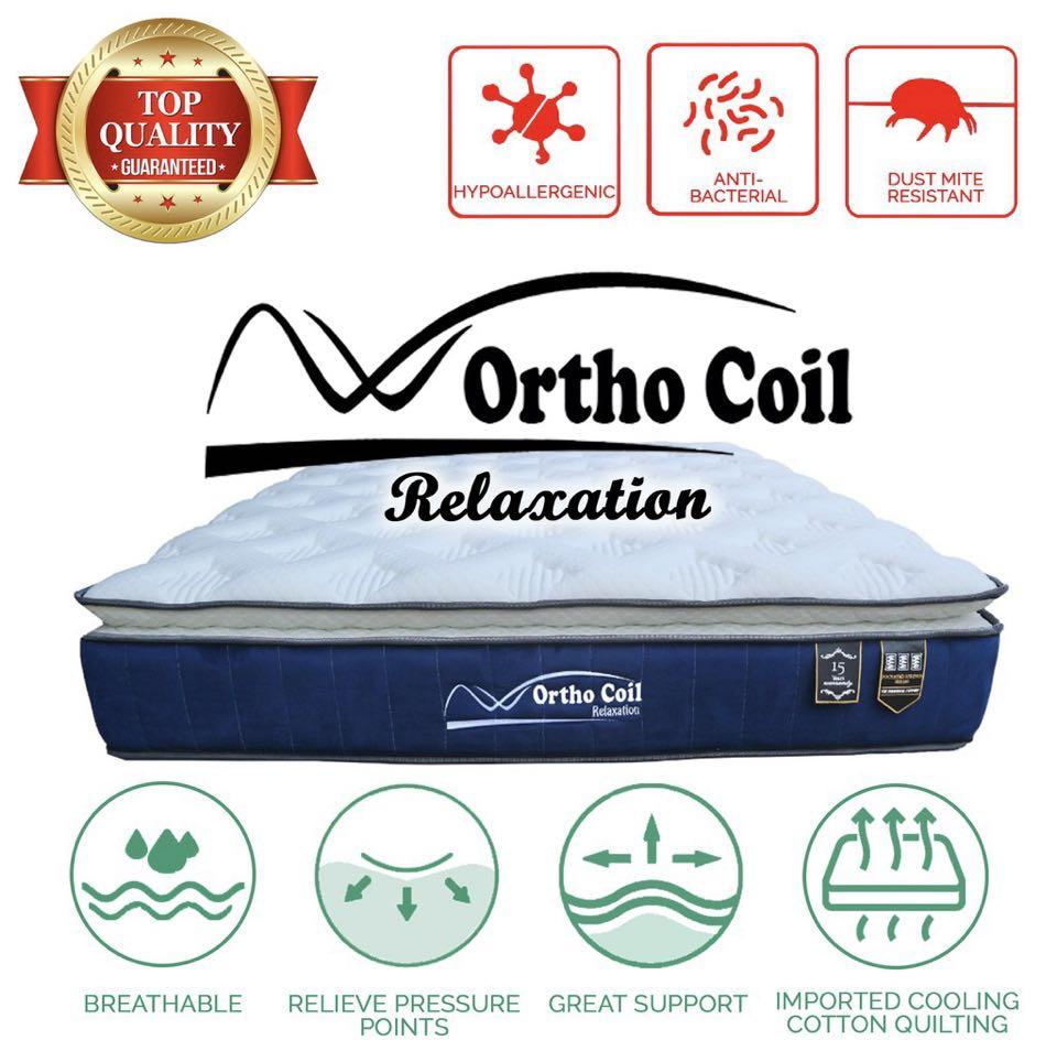 Ortho Coil Mattress Pocketed Spring with Latex Topper, Furniture & Home ...