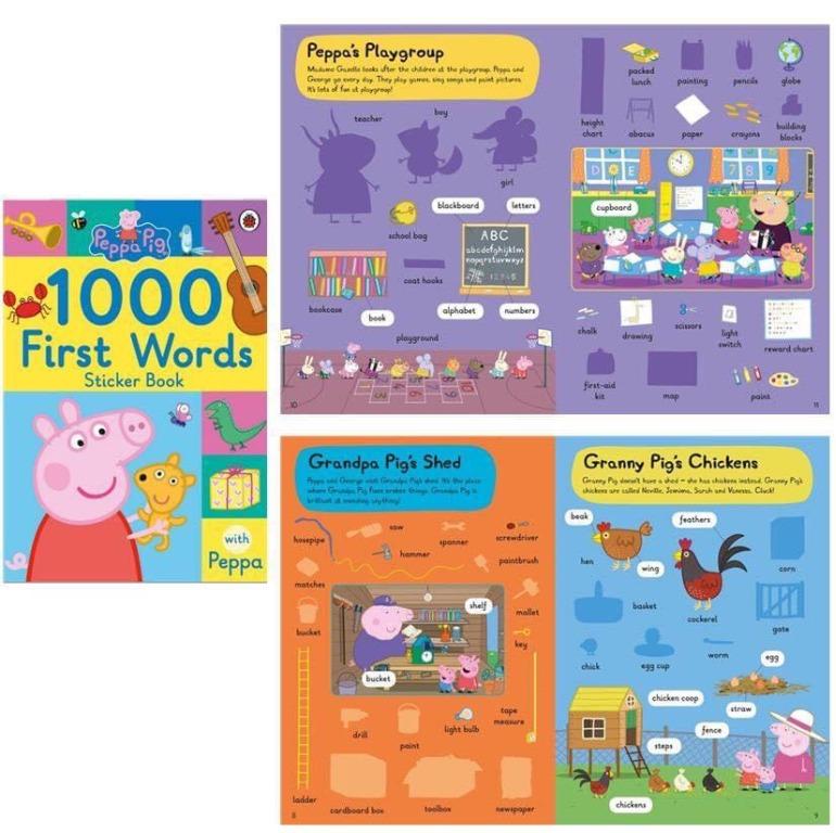 Peppa Pig First 1000 Words Sticker Book, 興趣及遊戲, 書本 & 文具, 小朋友書 - Carousell