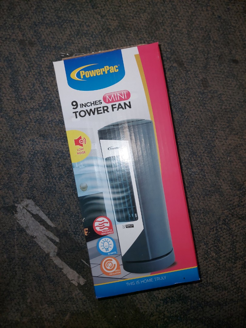 Powerpac 9 inch tower desk fan, Furniture & Home Living, Lighting ...