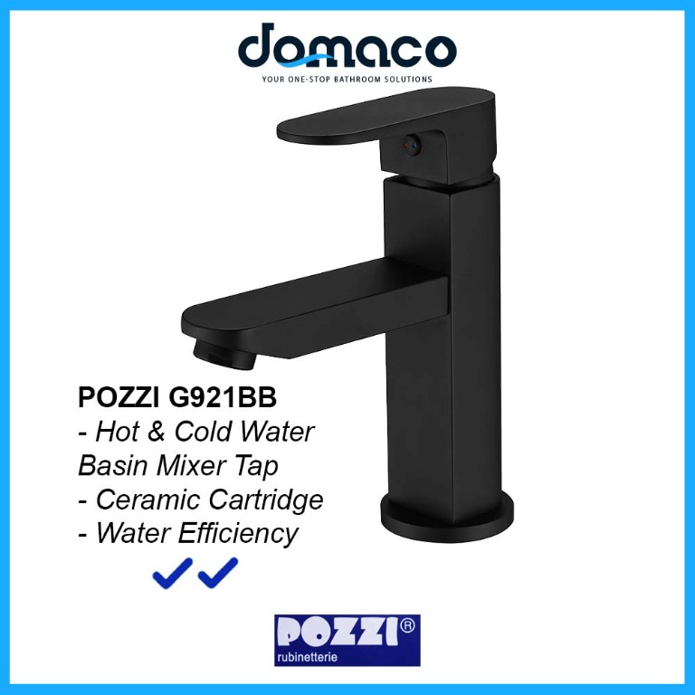 Pozzi G921BB Matt Black Basin Mixer Tap, Furniture & Home Living ...