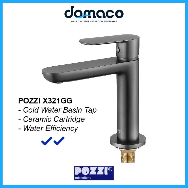 Pozzi X321GG Gun Grey Basin Tap, Furniture & Home Living, Bathroom ...