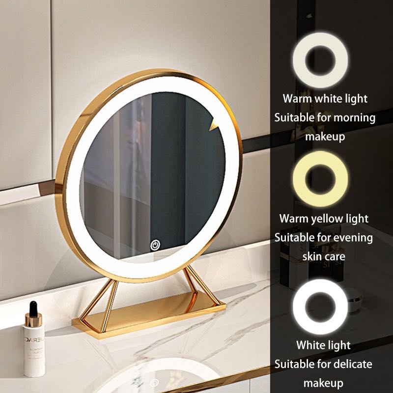 Round Led Makeup gold -50cm, desktop mirror, Furniture & Home Living ...